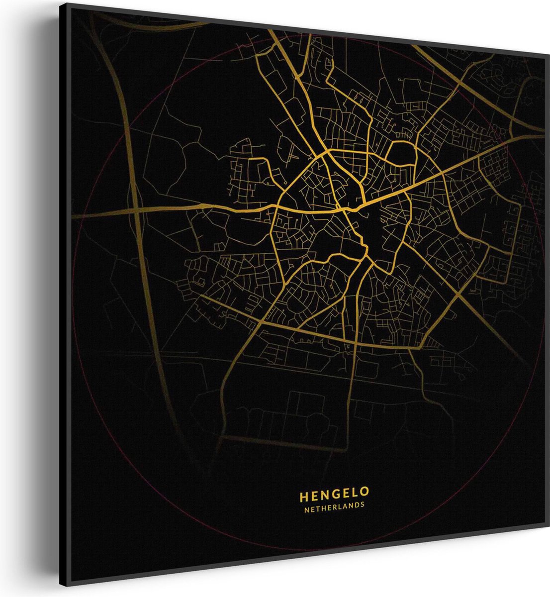 Akoestisch Schilderij Hengelo Plattegrond Zwart Geel Vierkant Pro L (80 ...