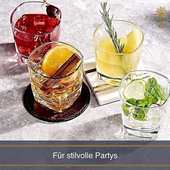 whiskey glazen set - horeca, stijlvolle kristallook, voor bar, cocktails, transparent 4 | bol