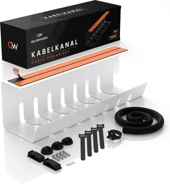 Set van 1 Kabelgoot Bureau Wit Geen Boren Kabelhouder 43 x 12 x 12 cm ...