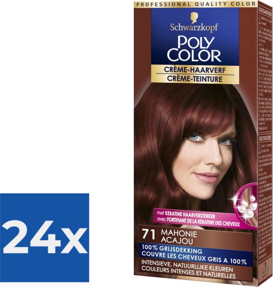 Poly Color Creme Haarverf 71 - Mahonie - 1 stuk - Voordeelverpakking 24 ...