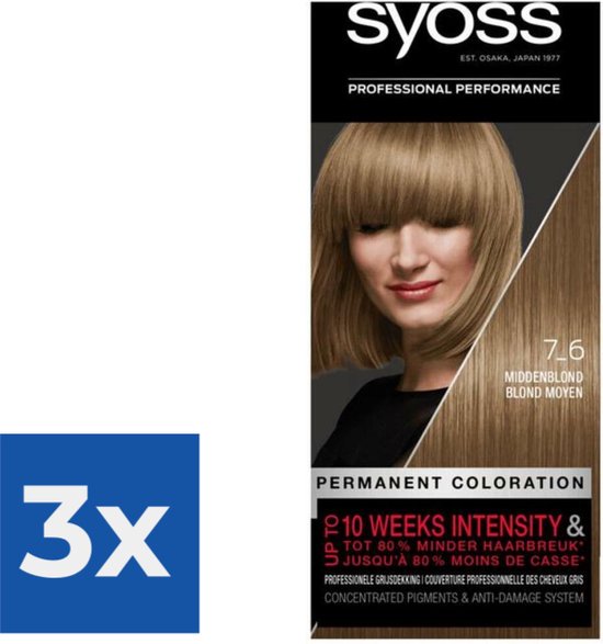 SYOSS Color baseline 7-6 Middenblond - 1 stuk - Voordeelverpakking 3 stuks | bol