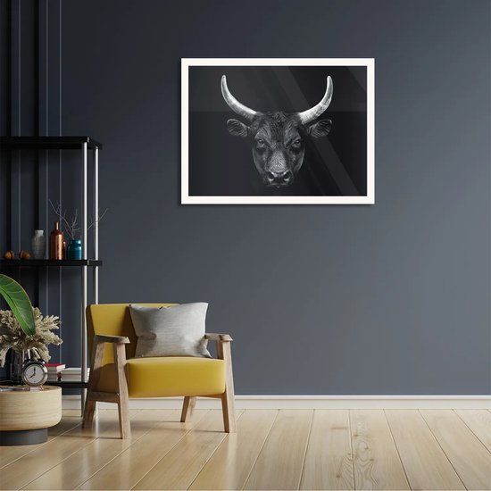 Poster Stier Ready To Fight 01 Rechthoek Horizontaal Met Lijst M (40 X ...