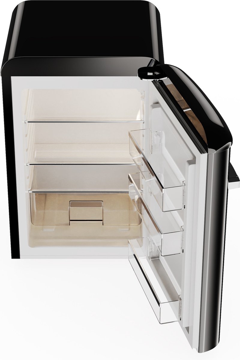 Koelkast Retro - 120 Liter - Tafelmodel - Zwart - Promoline | bol
