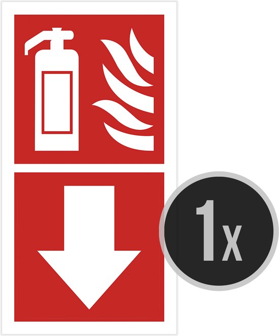 Icône/Signe | Extincteur + flèche vers le bas | 20 x 40 cm | Protection ...