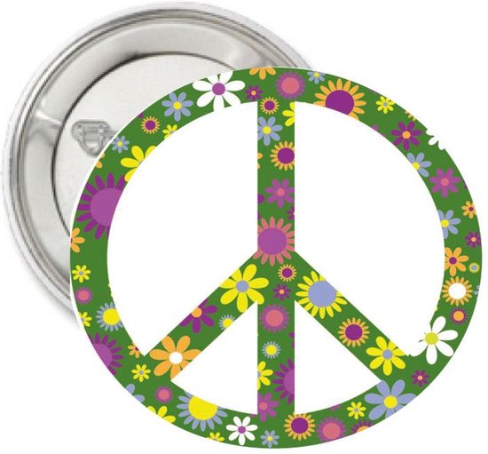 Vredes button Peace Flower Green - vrede - peace - button | bol