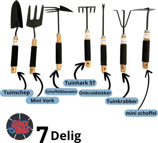 Synx Tools Tuingereedschap Set 7 delig -TuingereedschapSet - Schep Hand ...