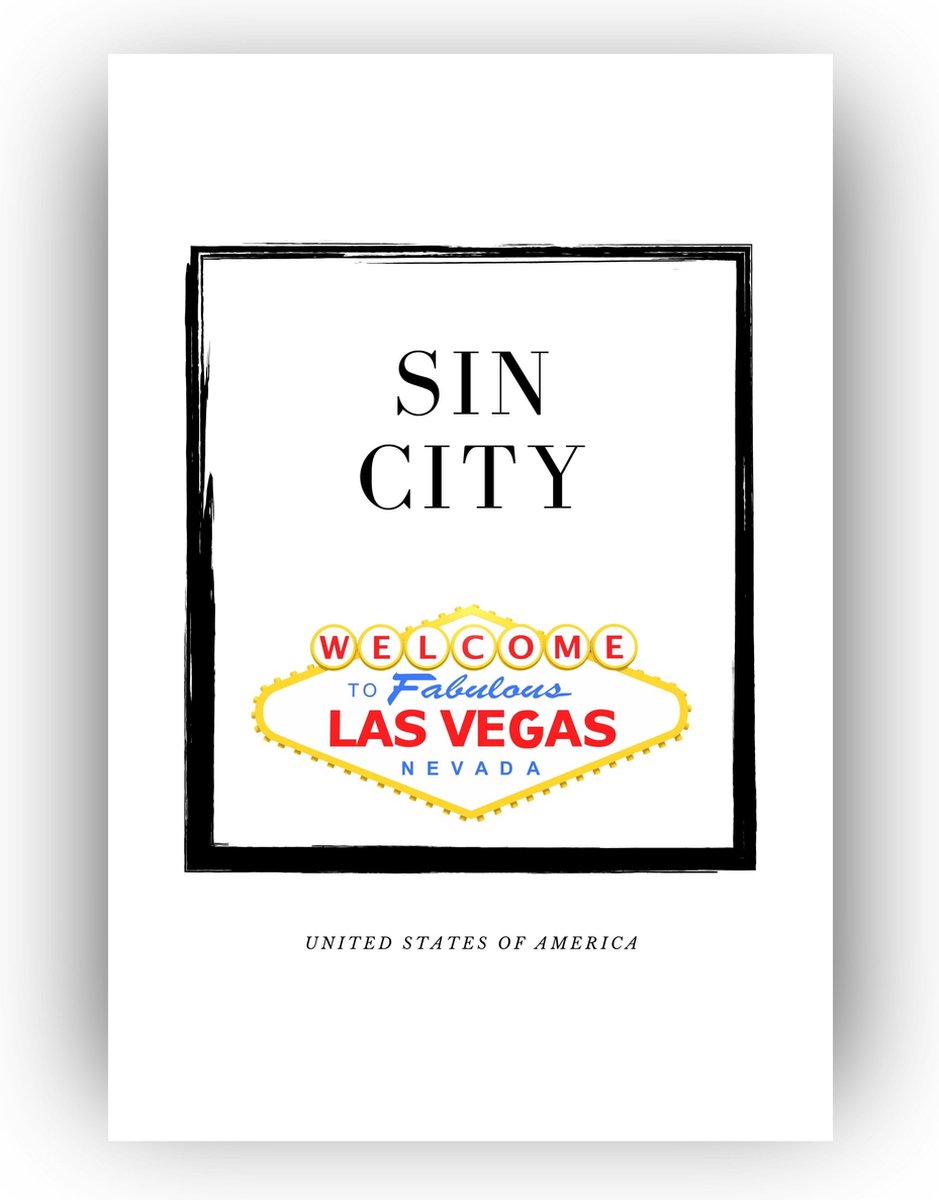 Skyline Las Vegas 40x60 cm - Las Vegas skyline schilderij - Canvas ...