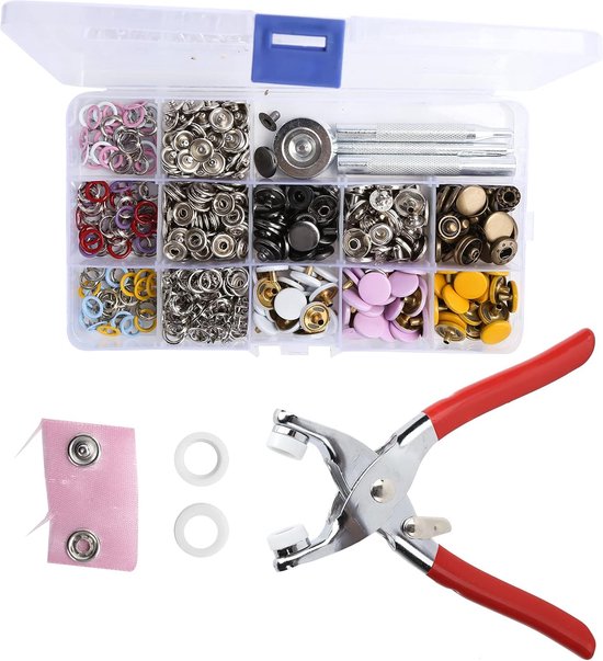 120 x metalen drukknoppen, oogje drukknopen kit met tang metalen ...