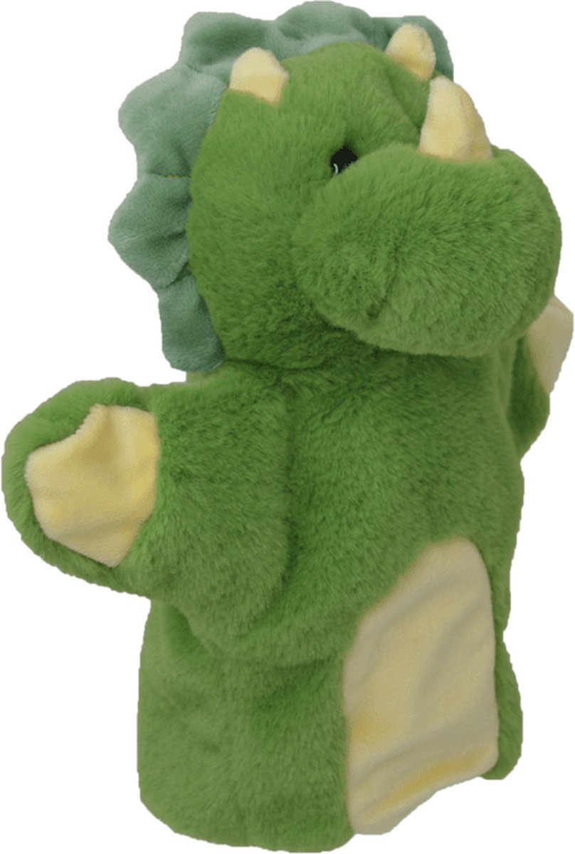 Knuffel handpop Dinosaurus - Groen - 20cm | bol