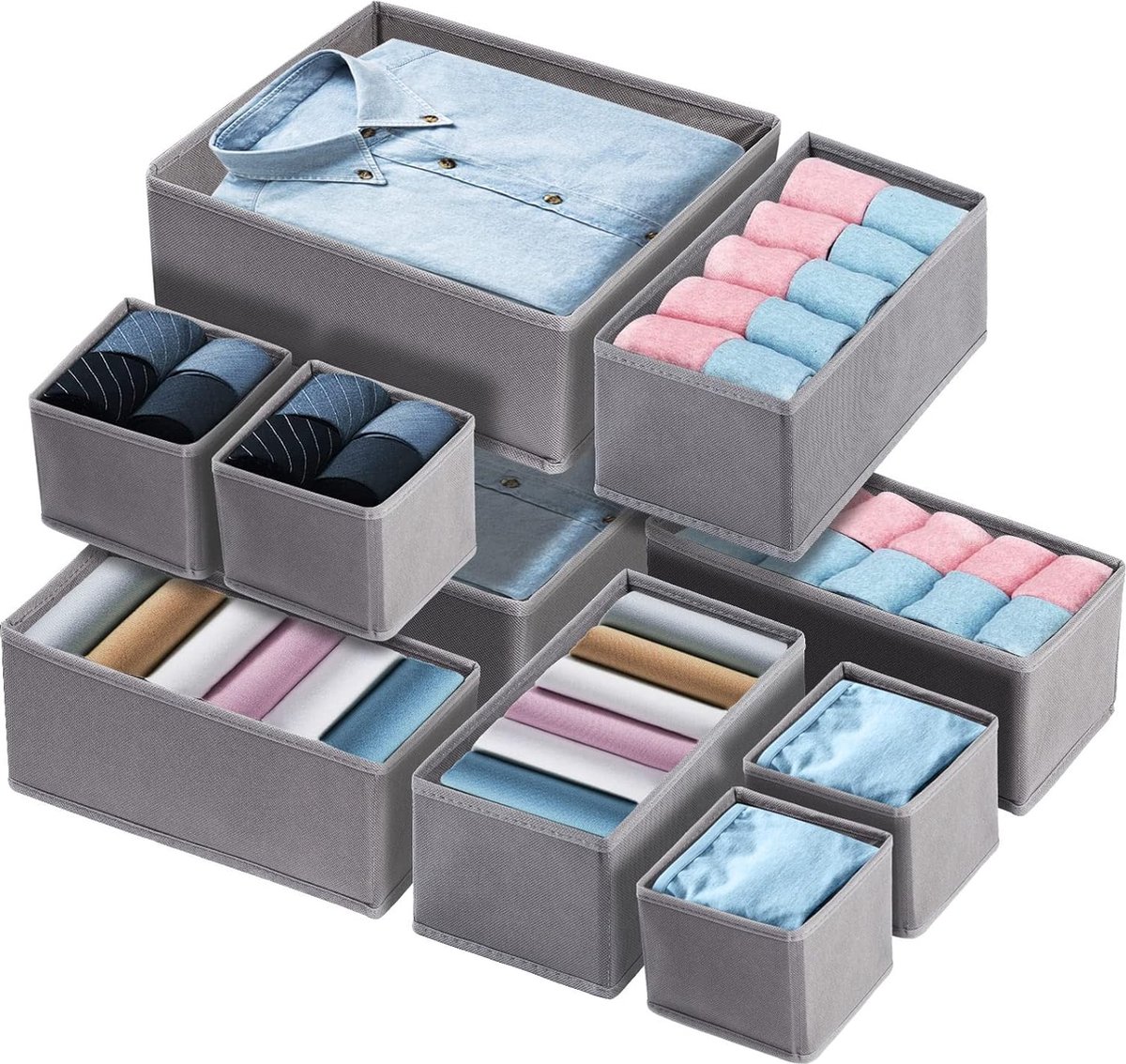 Opbergsysteem voor laden, 10 stuks, kastorganizer, opvouwbaar voor ...