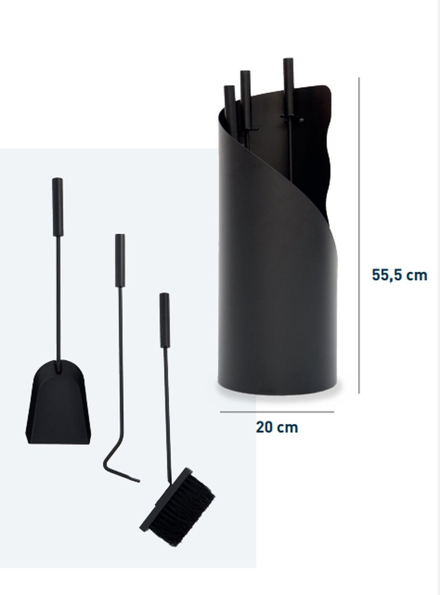 Practo Home - Haardset zwart - 3-delig haardgereedschap - haardstel ...