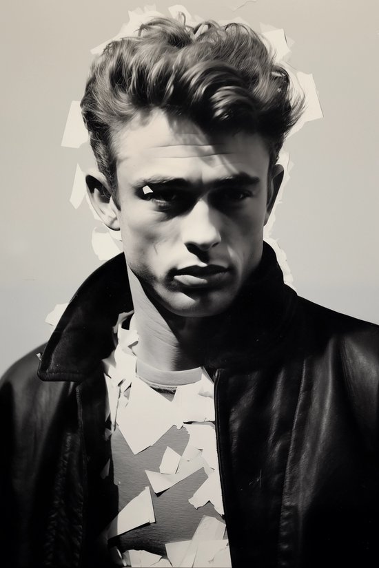 James Dean Poster | Zwart Wit Poster | Torn Paper Effect | Amerikaanse ...
