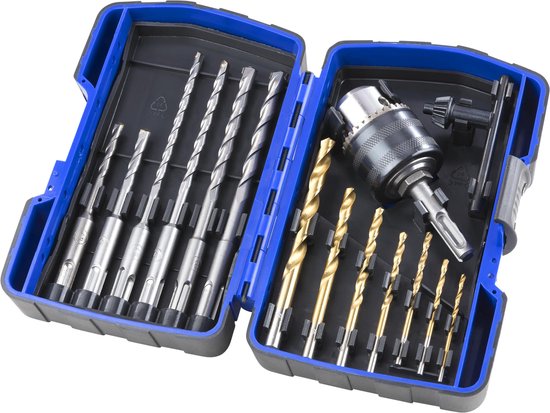 Westfalia Rondschacht & SDS boren set - incl. boorhouder - 15-delig | bol