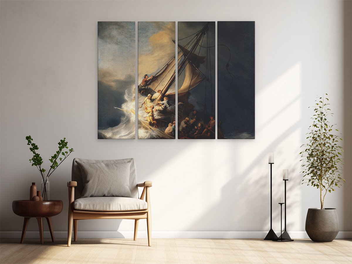 Artaza Peinture sur Toile Quadriptyque La Storm sur la Mer de Galilée - Rembrandt van... | bol
