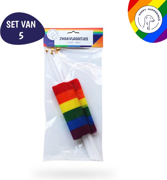 Regenboogvlag - 30cm - 5 stuks - Pride Vlag - Zwaaivlaggetjes | bol