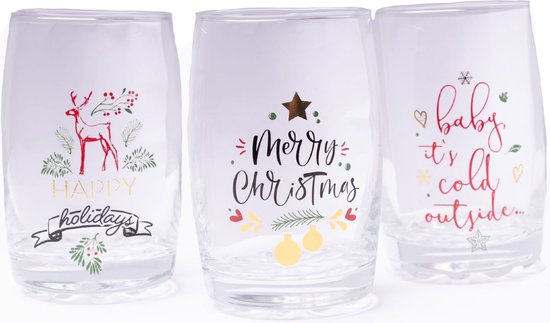 Kerstglazen - Set van 3 - 250 ML per glas - Luxe set | bol