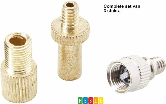 Verloopnippel voor Fietsventiel - 3-delig - Frans Ventiel Verloopstukje ...