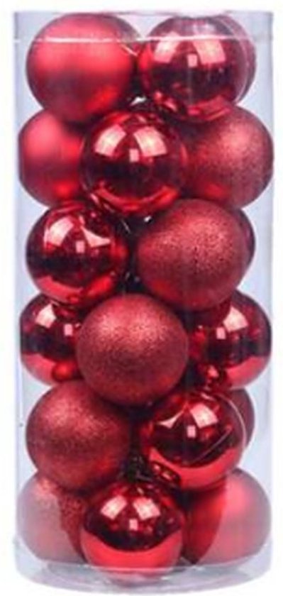 Rode Kerstballen - Kerstballen - Rood - Kunststof - 24 stuks | bol