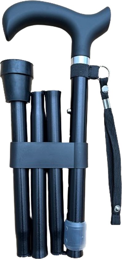 Wandelstok opvouwbaar Zwart met ergonomisch comfort handvat en ...