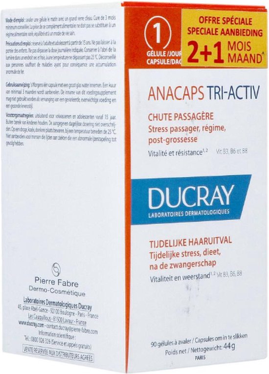 Ducray Anacaps Tri-activ Caps 90 + Gratis Anaphase shampoo 100ml | bol