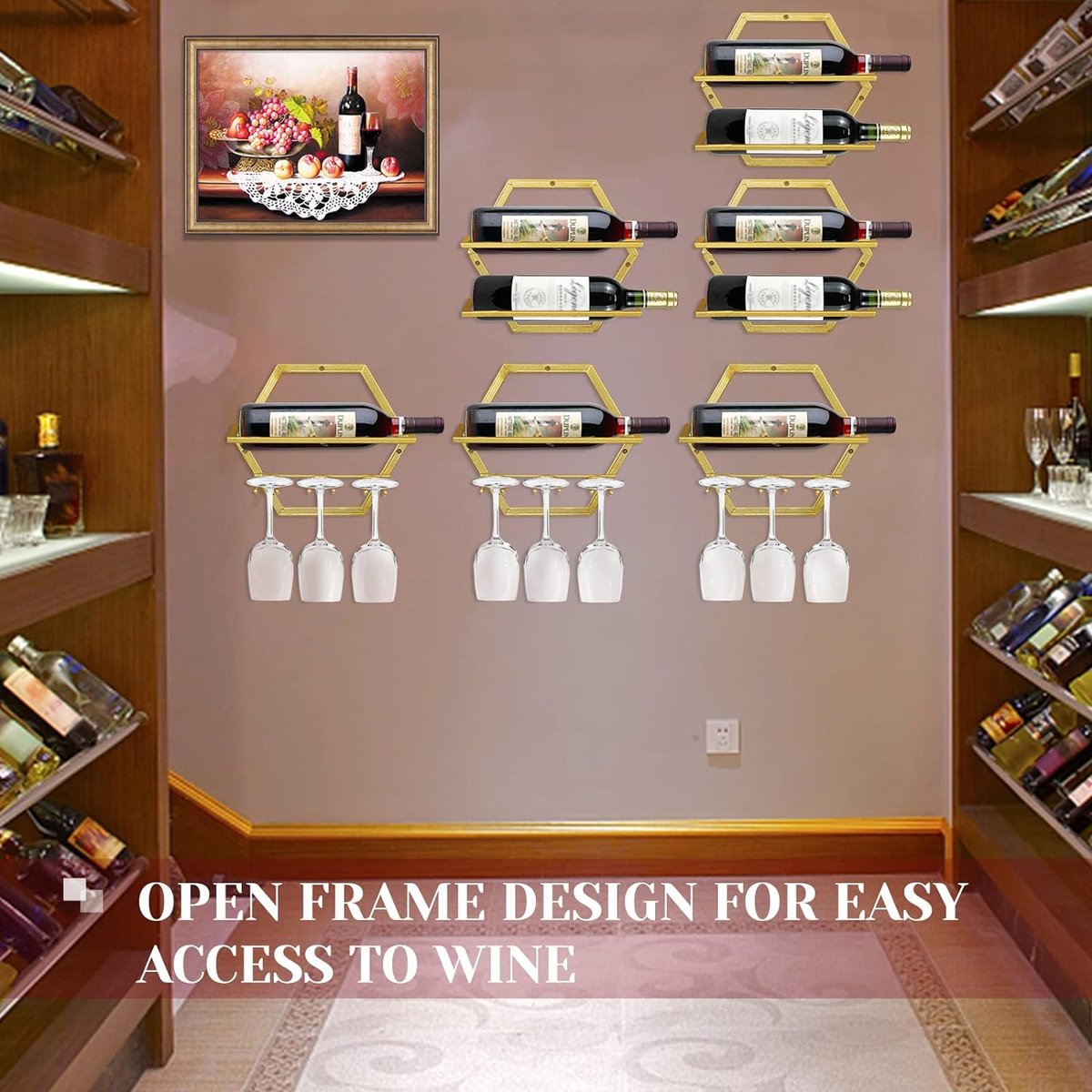 Muur wijnrek flessenrek - wijnrek hangend wandmontage wijnflessenrek | bol