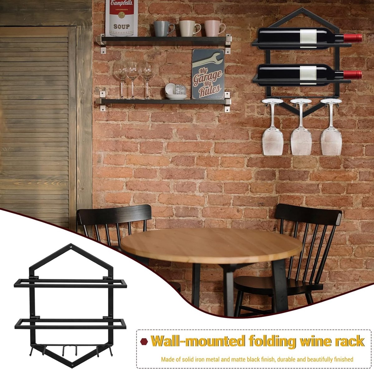 Muur wijnrek flessenrek - wijnrek hangend wandmontage wijnflessenrek | bol