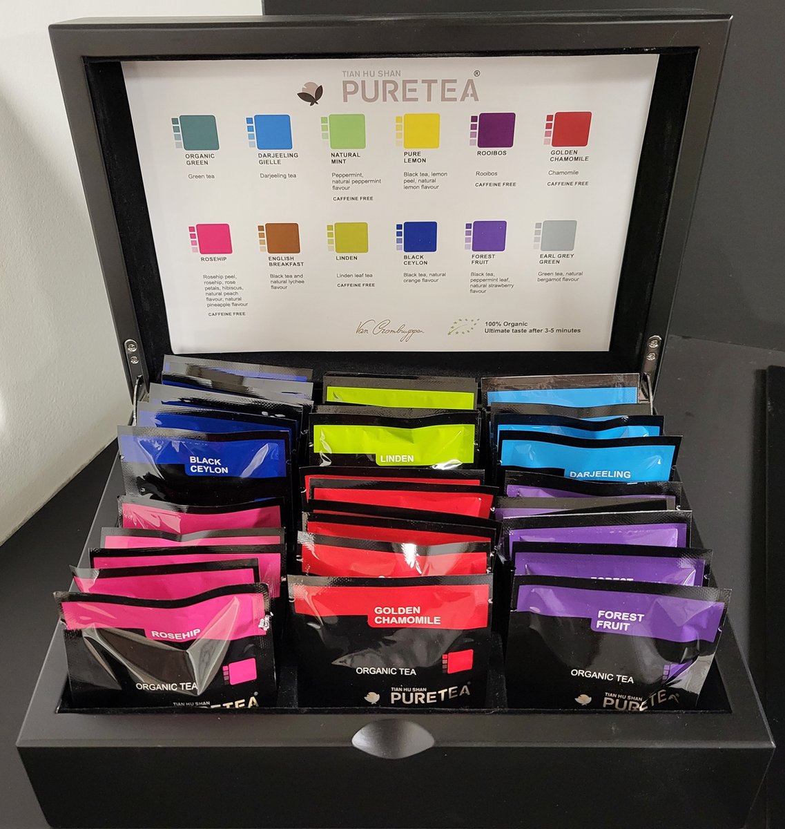 Puretea theedoos 6 vaks zwart | blackline | bol