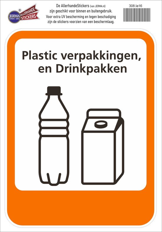 Plastic, drinkpakken recycling pictogram sticker | bol
