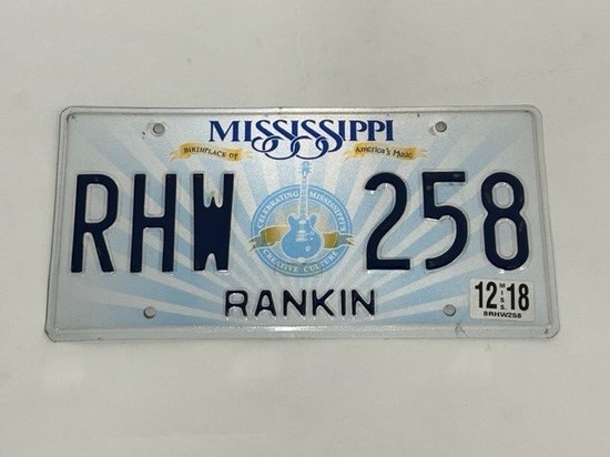Mississippi Guitar Originele Amerikaanse Kentekenplaat - License Plate ...