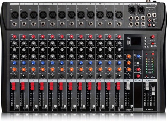 Xerolax Audio Mixer - Mengpaneel - DJ - Mixer - Gaming - 12 Kanaals | bol