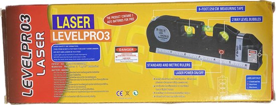 Laserwaterpas – 3 Verschillende Lasers – Inclusief Rolmaat 2,50 cm ...