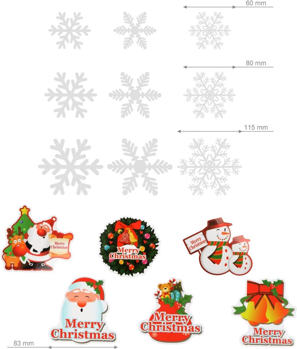Kerststickers, raamstickers, elektrostatische folie, raamsticker ...