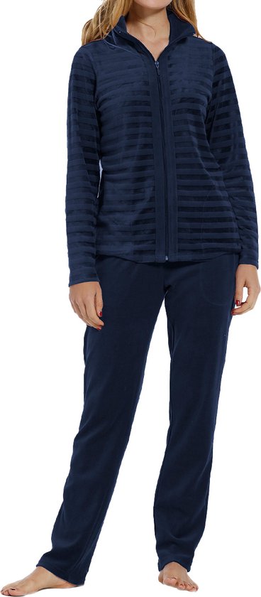 Pastunette huispak dames Velours met rits - Dark Blue - Nos - 48 ...