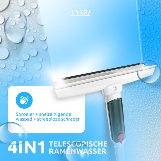 Lykra 4-in-1 Ramenwasser met steel - Telescopische Ramenwisser ...