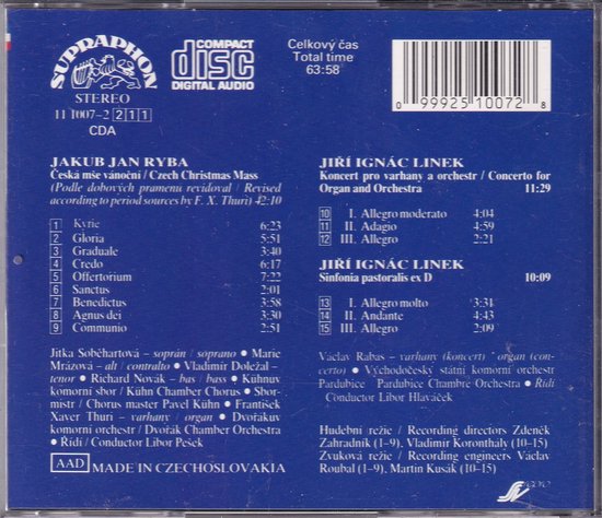 Ryba: Czech Christmas Mass; Linek: Organ Concerto / Pesek, Kühn Mixed ...