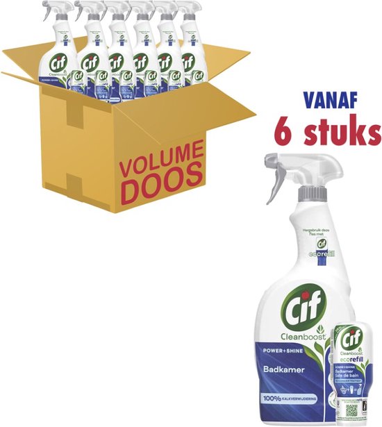 Cif Cleanboost Power & Shine Badkamer Spray (6 x 750ml + Ecorefill 70ml ...