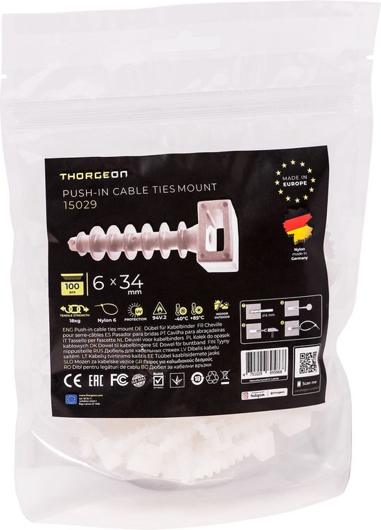 Thorgeon Screw Saddle Cable Support 6mm white 15029 (100pcs) | bol