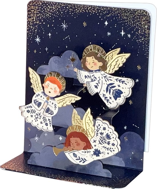Three Angels Flying Above Clouds 3D Pop-Up Christmas Card 2x | bol