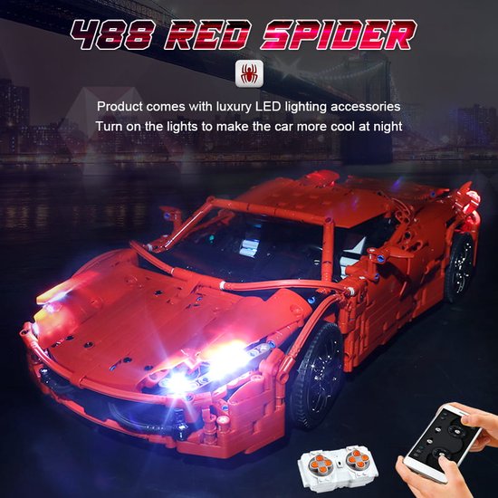 MOULD KING 13048 Technical Car Toys The MOC-1767 APP&RC Motorized Red ...