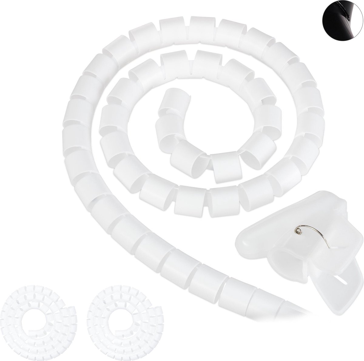 relaxdays 3 x kabelgeleider - kabelslang - spiraalband met rijgtool ...