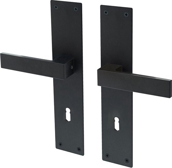 Deurkruk Lavuzo Trapini Zwart | Deurklink op schild SL72 | Per set ...