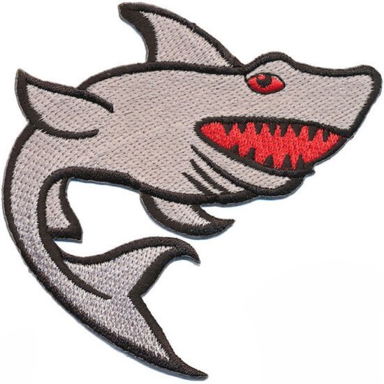 Strijkembleem - Patch - Haai - 10 x 10 cm | bol