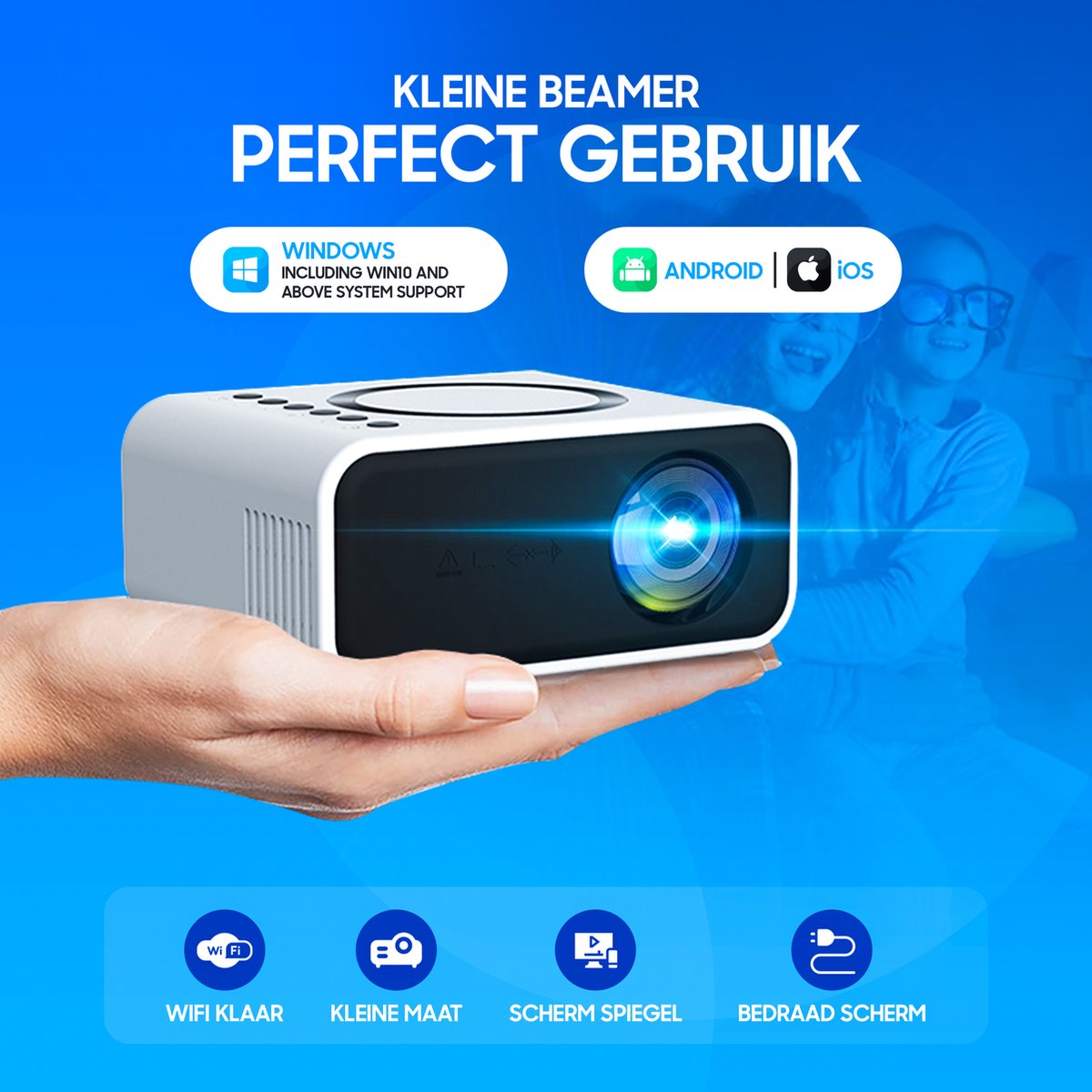 SubCombines Mini Beamer – Full HD Draagbare Beamer - Streamen met Wi-Fi ...