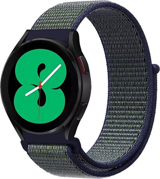 By Qubix 22mm - Sport Loop nylon bandje - Blauw met groene band ...