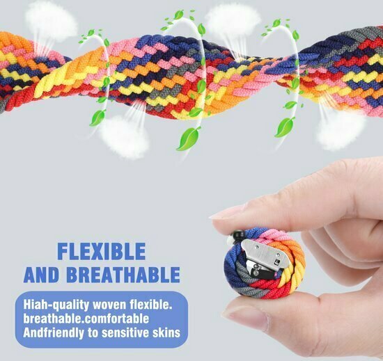 By Qubix 22mm - Braided nylon bandje - Blauw - roze - Huawei Watch GT 2 - GT 3 - GT 4... | bol