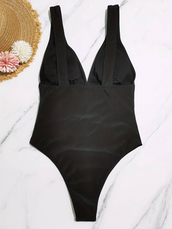 Zwempak met diepe V-hals- Corrigerend hoog uitgesneden badpak- Dames ...