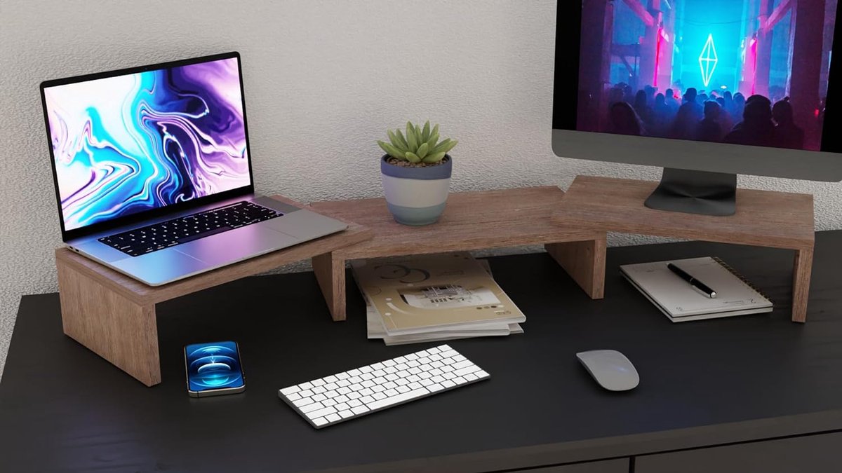 Dual Monitor Stand Riser, monitorstandaard, laptopstandaard, bureau ...