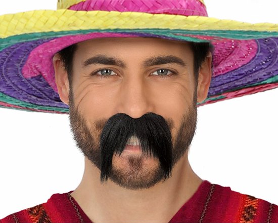 Boland Carnaval verkleed snor - Mexicaan/Cowboy/Biker - zwart ...