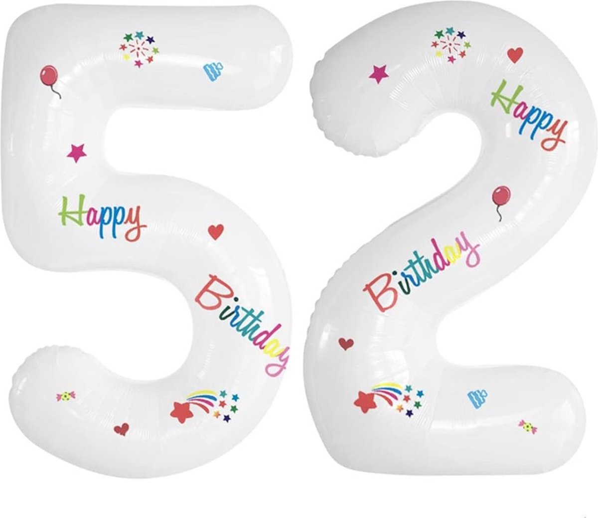 Folie Ballonnen Cijfers 52 Jaar Happy Birthday Verjaardag Versiering ...