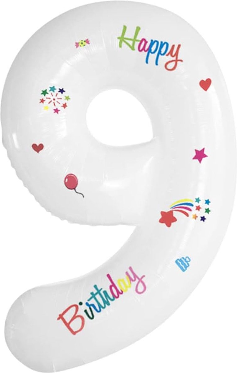 Folie Ballonnen Cijfers 9 Jaar Happy Birthday Verjaardag Versiering ...